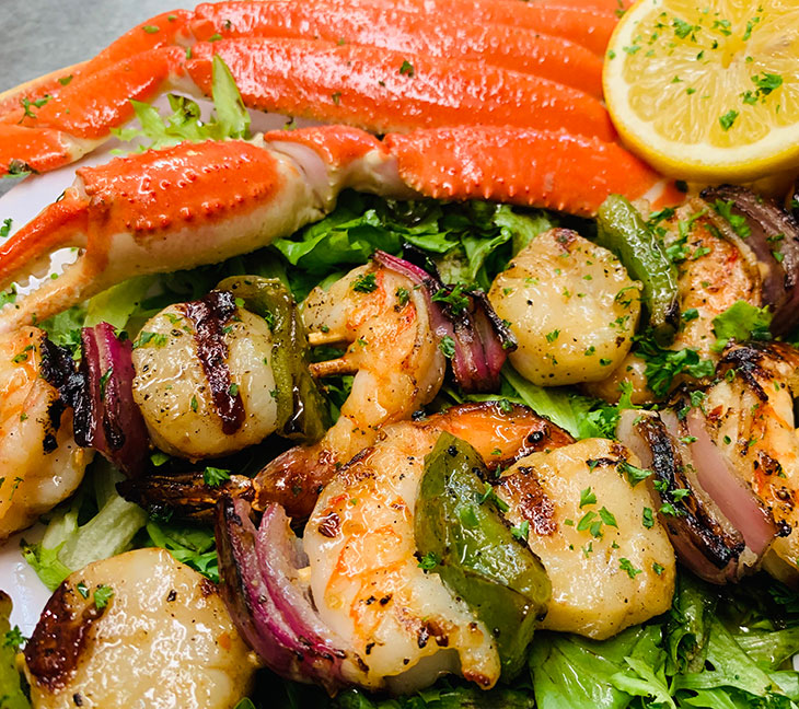 Mixed Skewers with Crab Legs Platter – Seafood World – Online Order