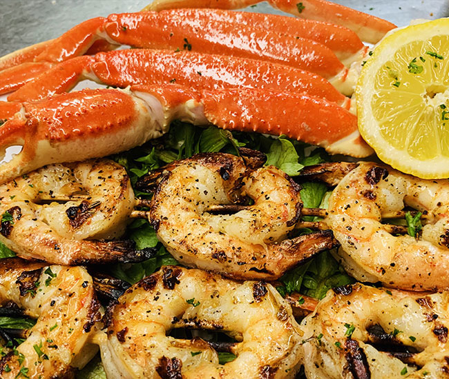 Shrimp Skewers with Crab Legs Platter – Seafood World – Online Order
