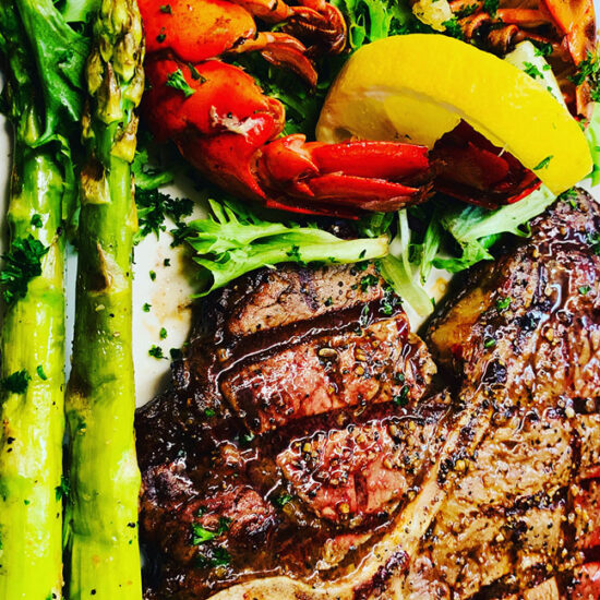 ½ Rack Ribs with Lobster Tail Platter – Seafood World – Online Order