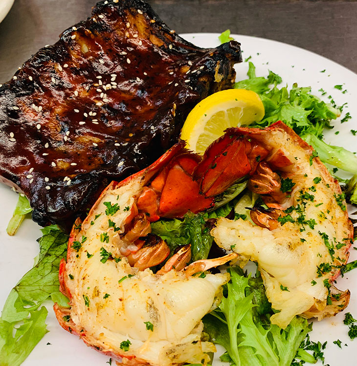 ½ Rack Ribs with Lobster Tail Platter – Seafood World – Online Order